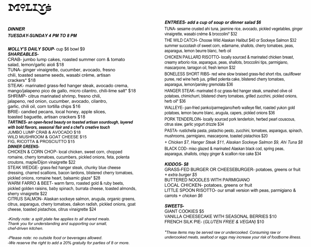 Food Menu | Molly's