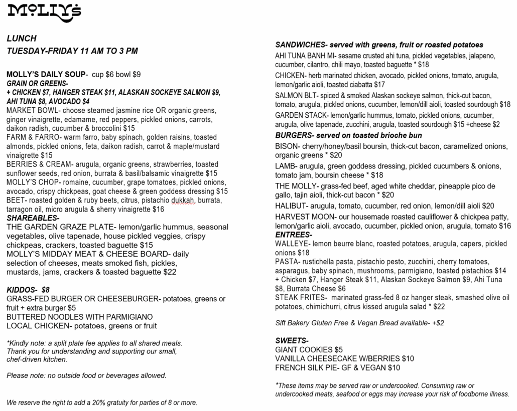 Food Menu | Molly's