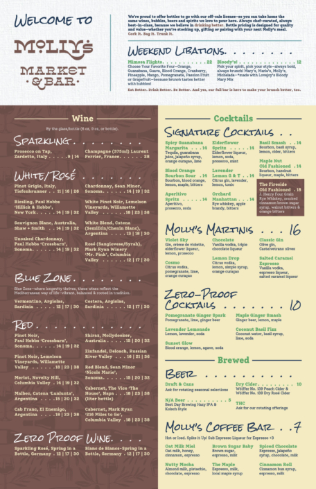 Food Menu | Molly's